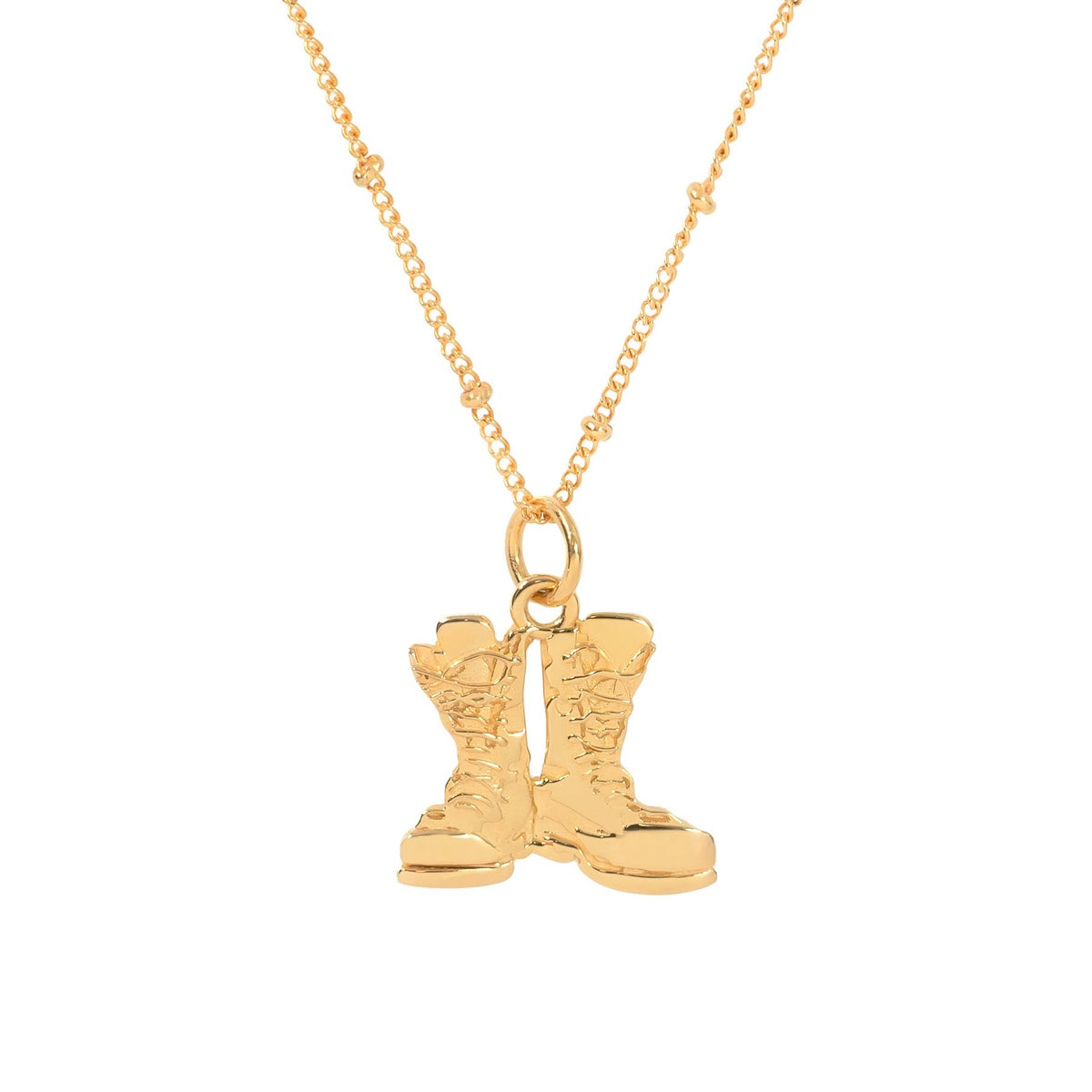 'Heart of Gold' Combat Boots Gold-Plated Sterling Silver Pendant Neckl ...