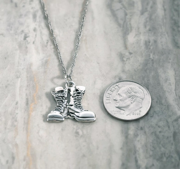 'Firecracker' Antique Sterling Silver Combat Boots Pendant Necklace ...